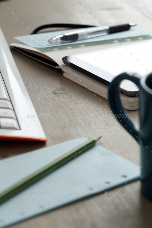 Workspace. Objects on the table Stock Photo by Microstock_Growth ...