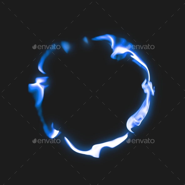 Flame frame, blue circle shape, realistic burning fire Stock Photo by ...