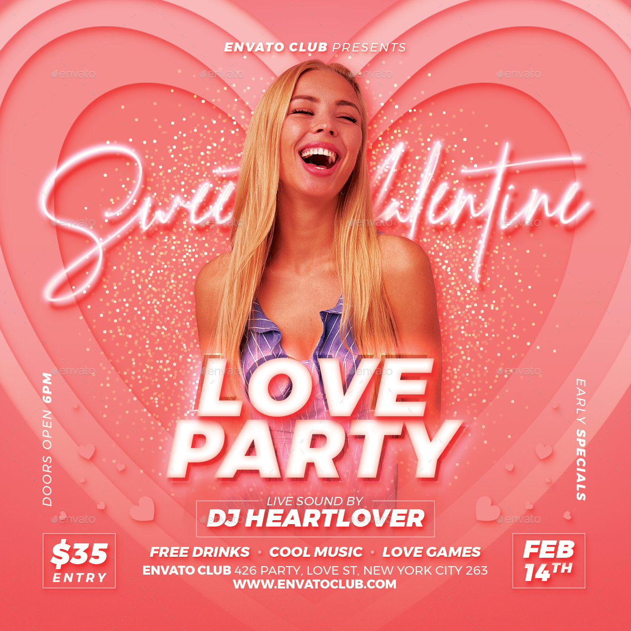 Sweet Valentine Flyer | DJ Party, Print Templates | GraphicRiver