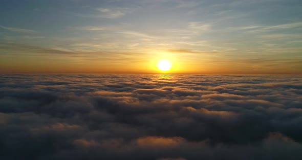 Sunset, Moving Clouds Fog. Antarctic Aerial Shot. Lifting Up, Stock Footage Sunset, Moving Clouds Fog. Antarctic Aerial Shot. Lifting Up, Stock Footage
