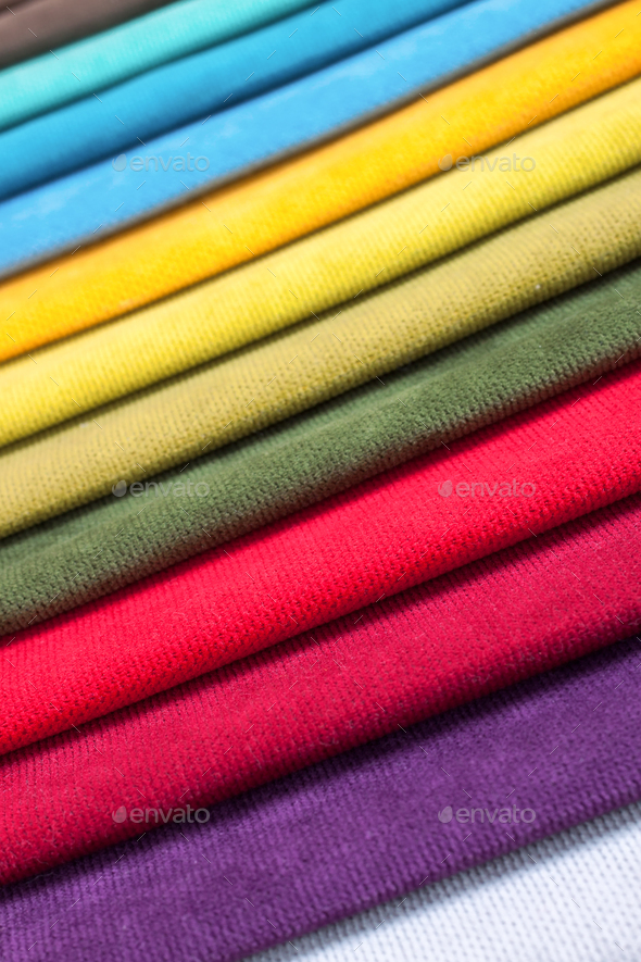 Color samples of the upholstery fabric in the assortment. palette of ...
