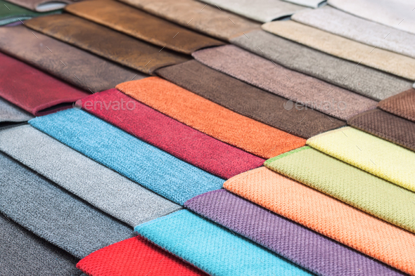 Color samples of the upholstery fabric in the assortment. palette of ...