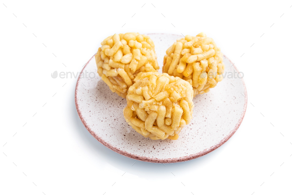 Traditional Tatar candy chak-chak made of dough and honey isolated on ...