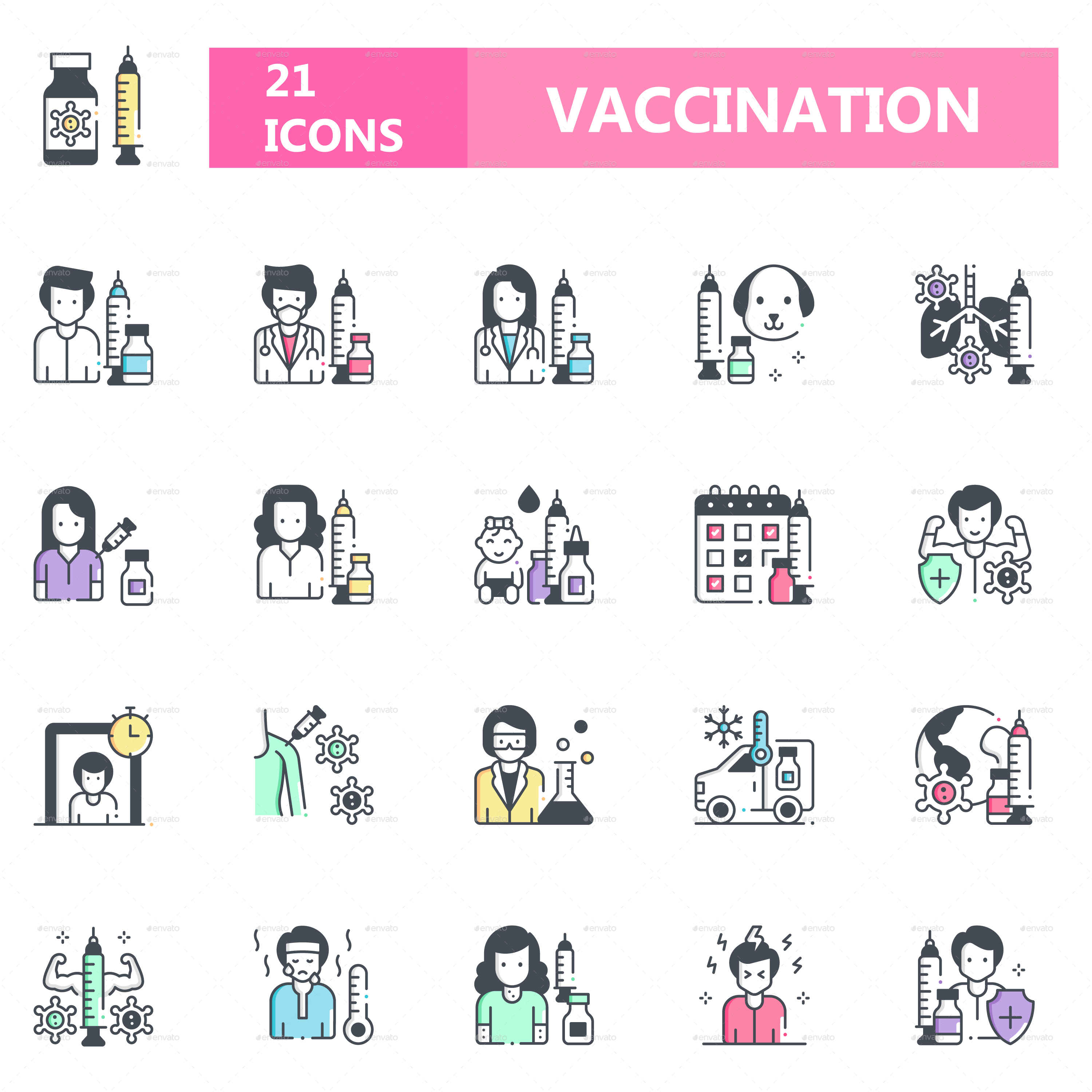 Vaccination, Icons | GraphicRiver