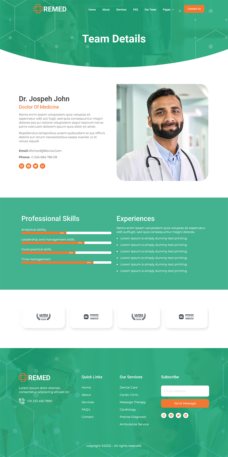 REMED | Medical Elementor Template Kit by Evonicmedia | ThemeForest