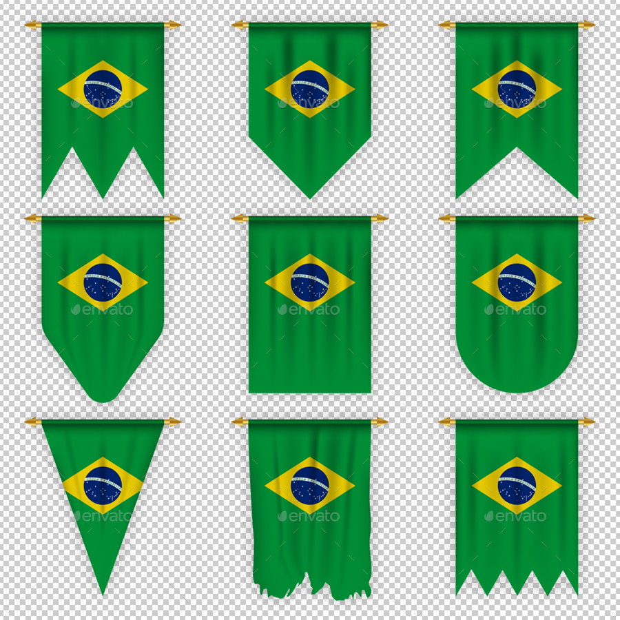 Brazil Flag in Different Shapes, Vectors | GraphicRiver