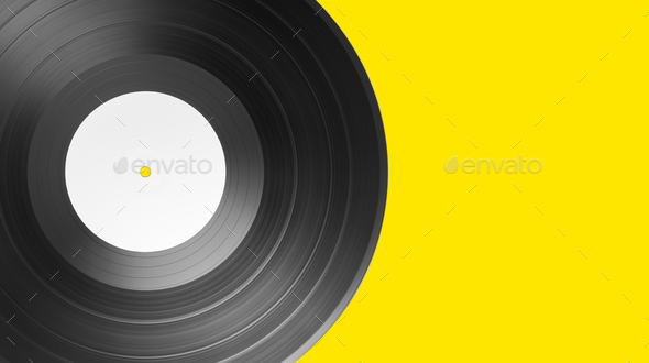 Record on yellow background with copy space Stock Photo by fotodestock