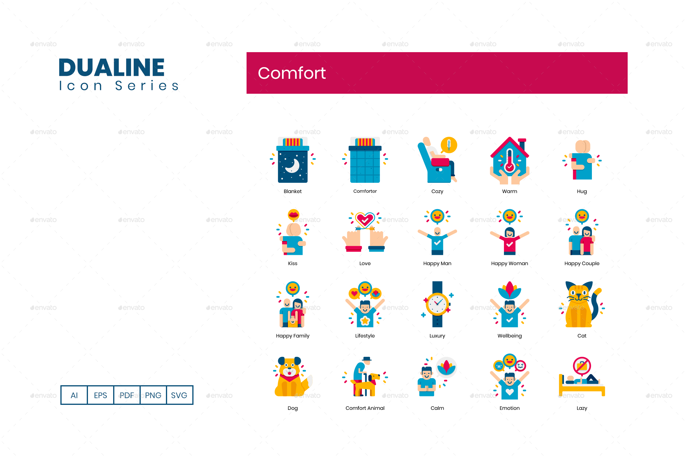 78 Comfort Icons | Dualine Flat Series, Icons | GraphicRiver