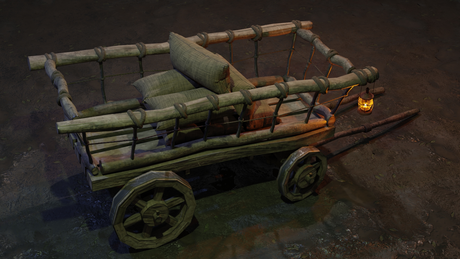 Stylized medieval cart with a lamp and bags by 3D_Kod | 3DOcean