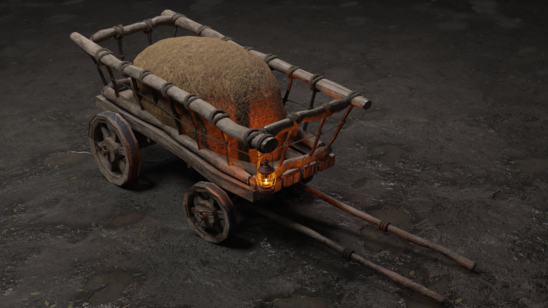 A set of stylized medieval carts with a lamp and a load by 3D_Kod | 3DOcean