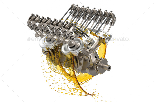 V8 Car engine with oil. Concept of modern car engine. Stock Photo by ...