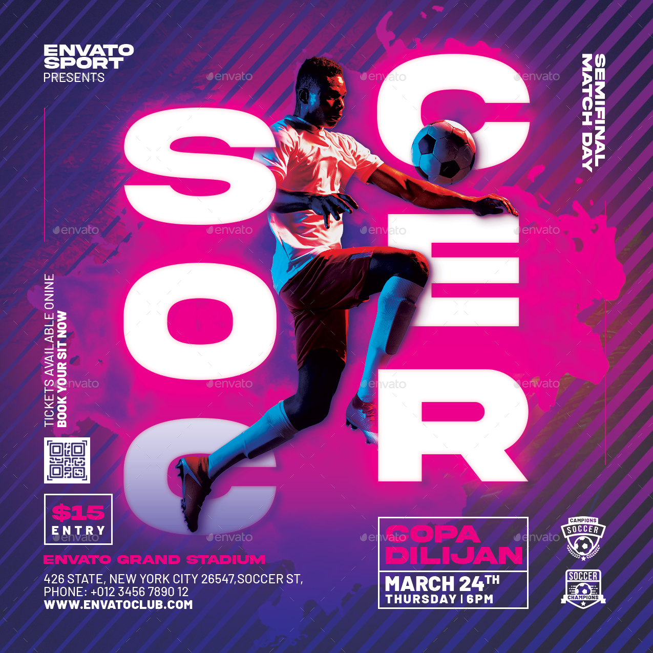 Soccer Match Flyer | Semifinal Match Day, Print Templates | GraphicRiver