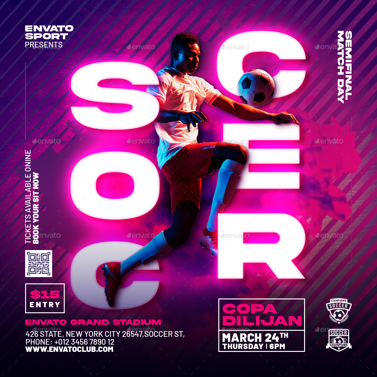 Soccer Match Flyer | Semifinal Match Day, Print Templates | GraphicRiver