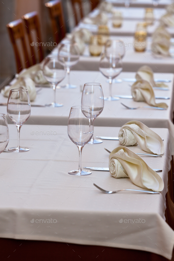 Cozy Restaurant tables ready for service Stock Photo by nzooo | PhotoDune