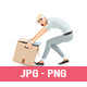 3D Senior Man Lifting Heavy Box, Graphics | GraphicRiver