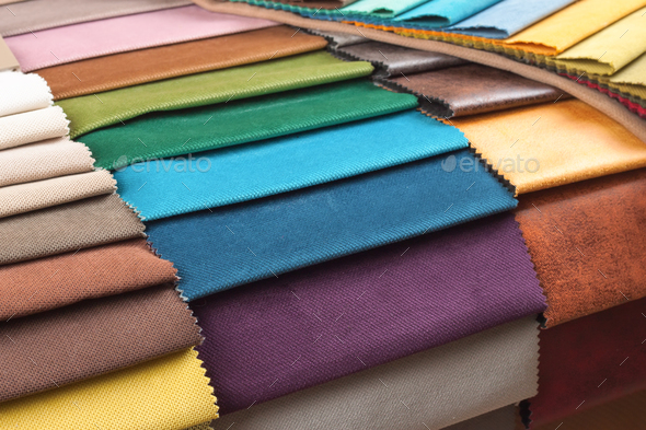 Color samples of the upholstery fabric in the assortment. palette of ...