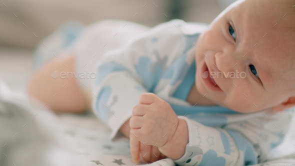 Close-up face of infant crying. Caucasian baby yelling. Stock Photo by ...
