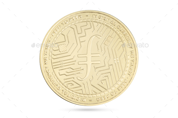 Filecoin coin isolated on white background Stock Photo by fotodestock