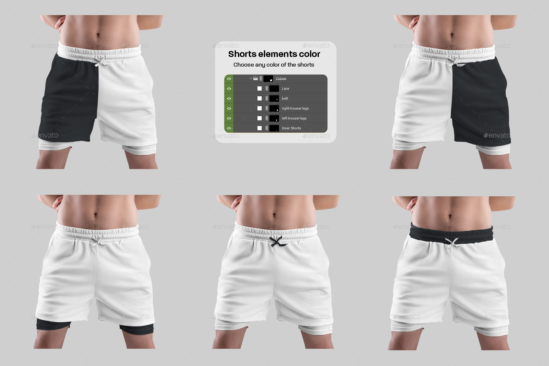 7 Men's Mockups Shorts with Compression Liner, Graphics | GraphicRiver