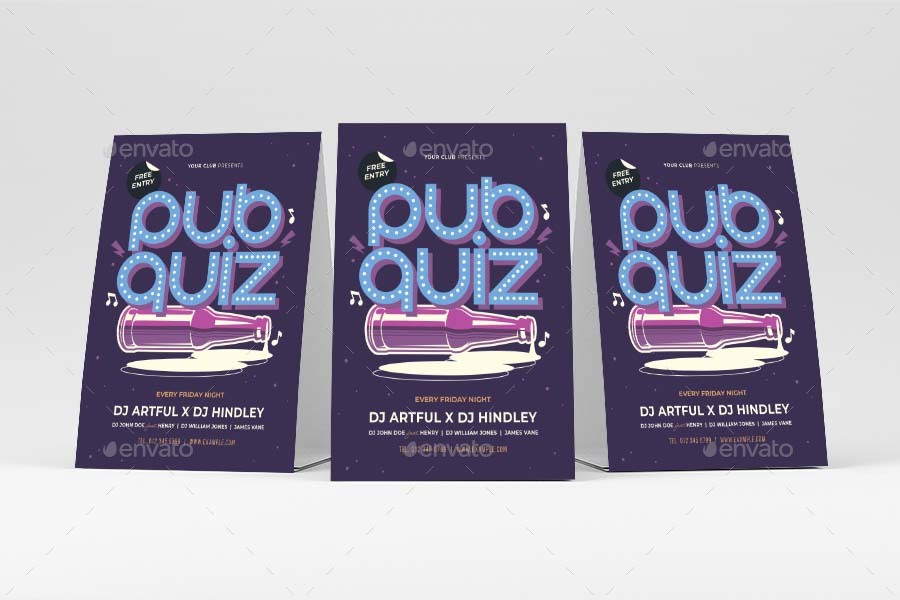 Retro Pub Quiz Flyer Template, Print Templates | GraphicRiver