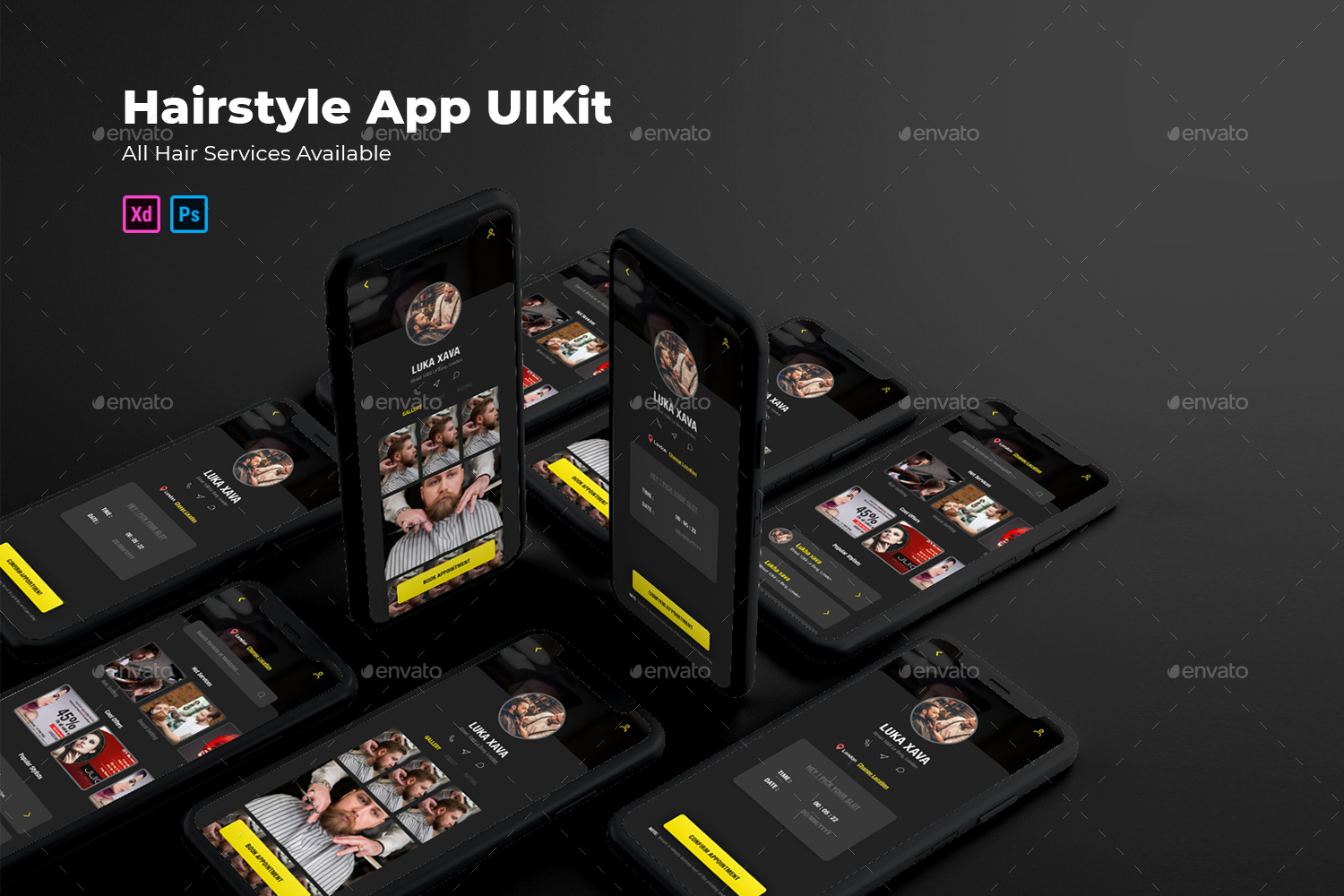 HairStylist App UI Kit, Web Elements | GraphicRiver