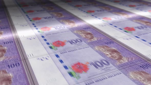 Malaysia Ringgit money sheet printing seamless loop, Motion Graphics