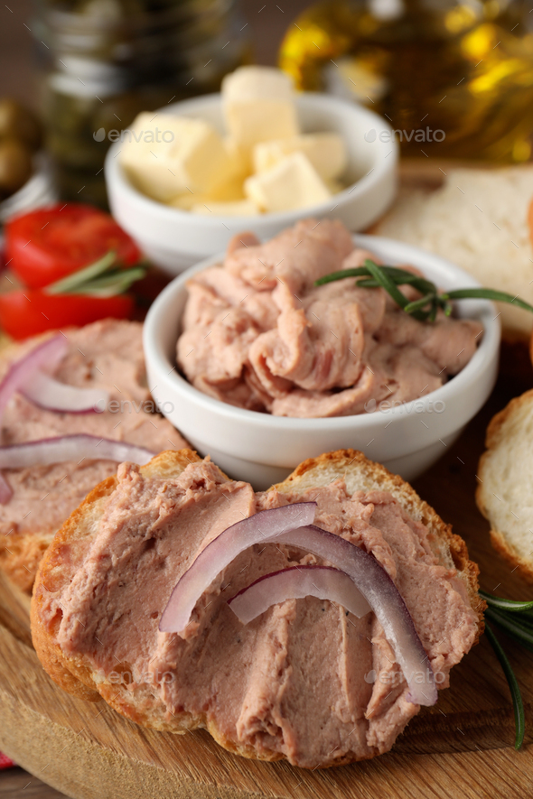 Concept of tasty food with pate sandwiches, close up Stock Photo by ...
