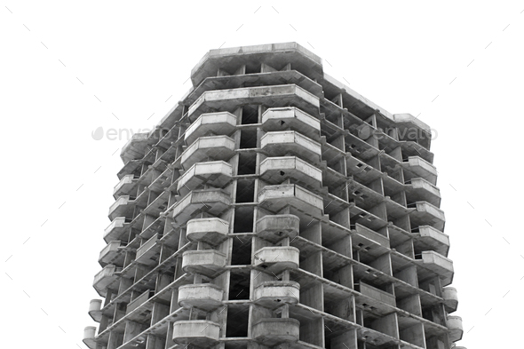 Unfinished high rise building concrete structure Stock Photo by didesign