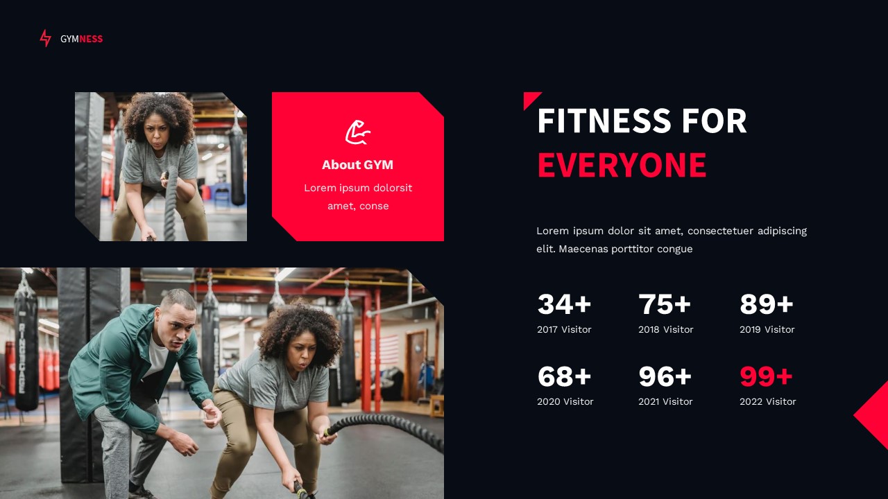 Gymness - Gym & Fitness Google Slides Template, Presentation Templates