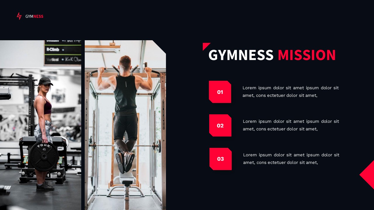 Gymness - Gym & Fitness Google Slides Template, Presentation Templates