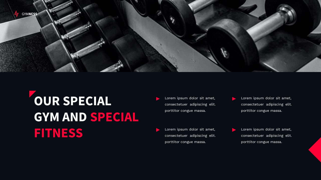Gymness - Gym & Fitness Google Slides Template, Presentation Templates