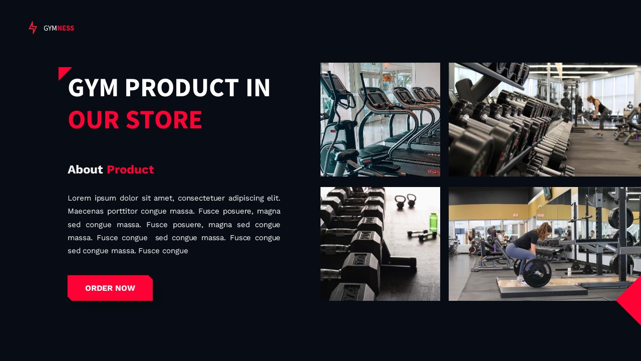 Gymness - Gym & Fitness Google Slides Template, Presentation Templates