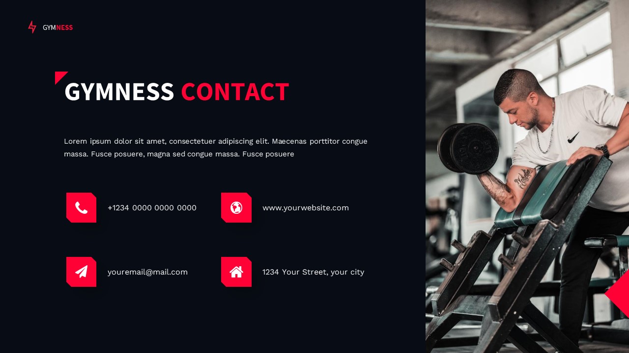 Gymness - Gym & Fitness Google Slides Template, Presentation Templates