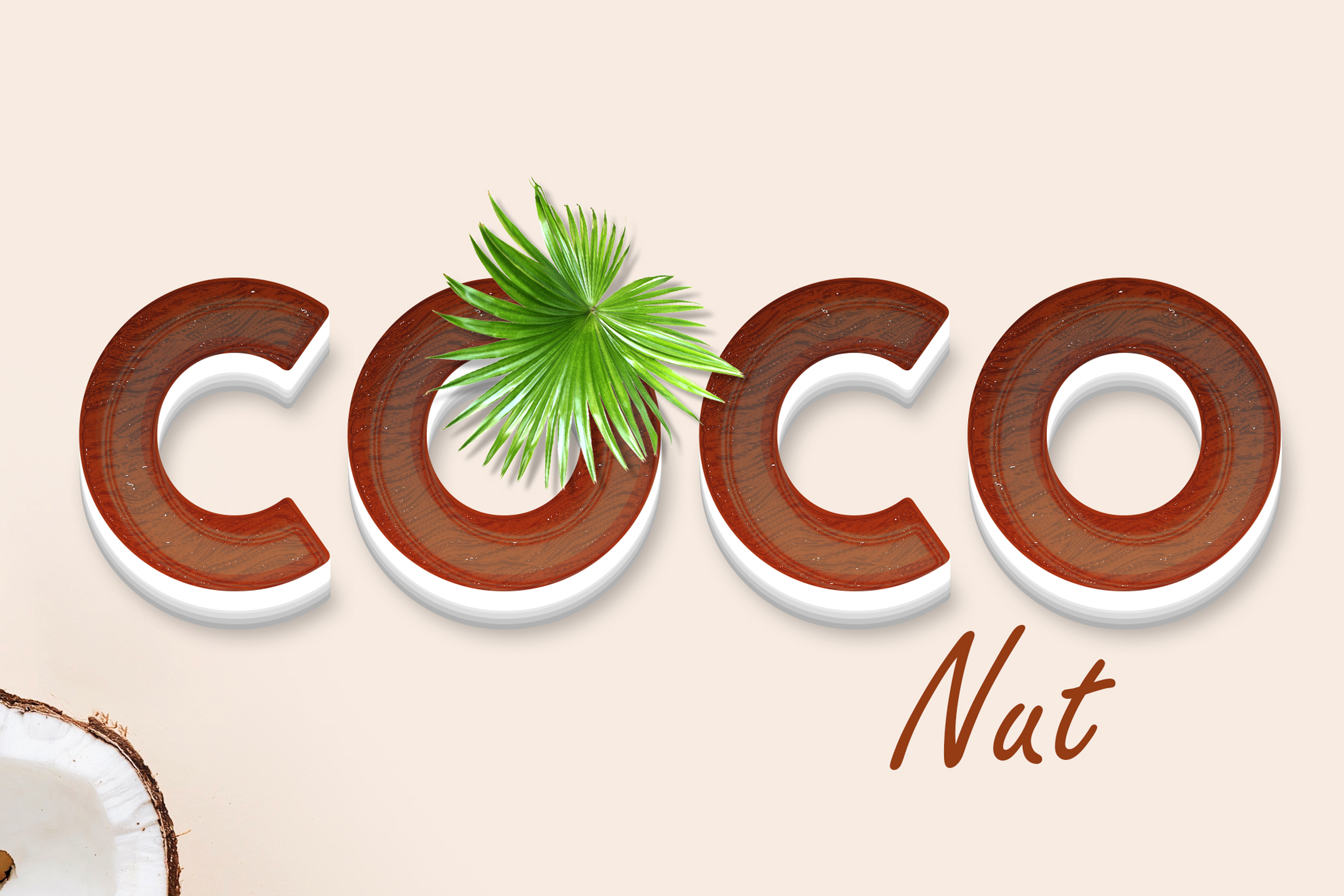 Editable Coconut PSD Text Effect Template, Add-ons | GraphicRiver