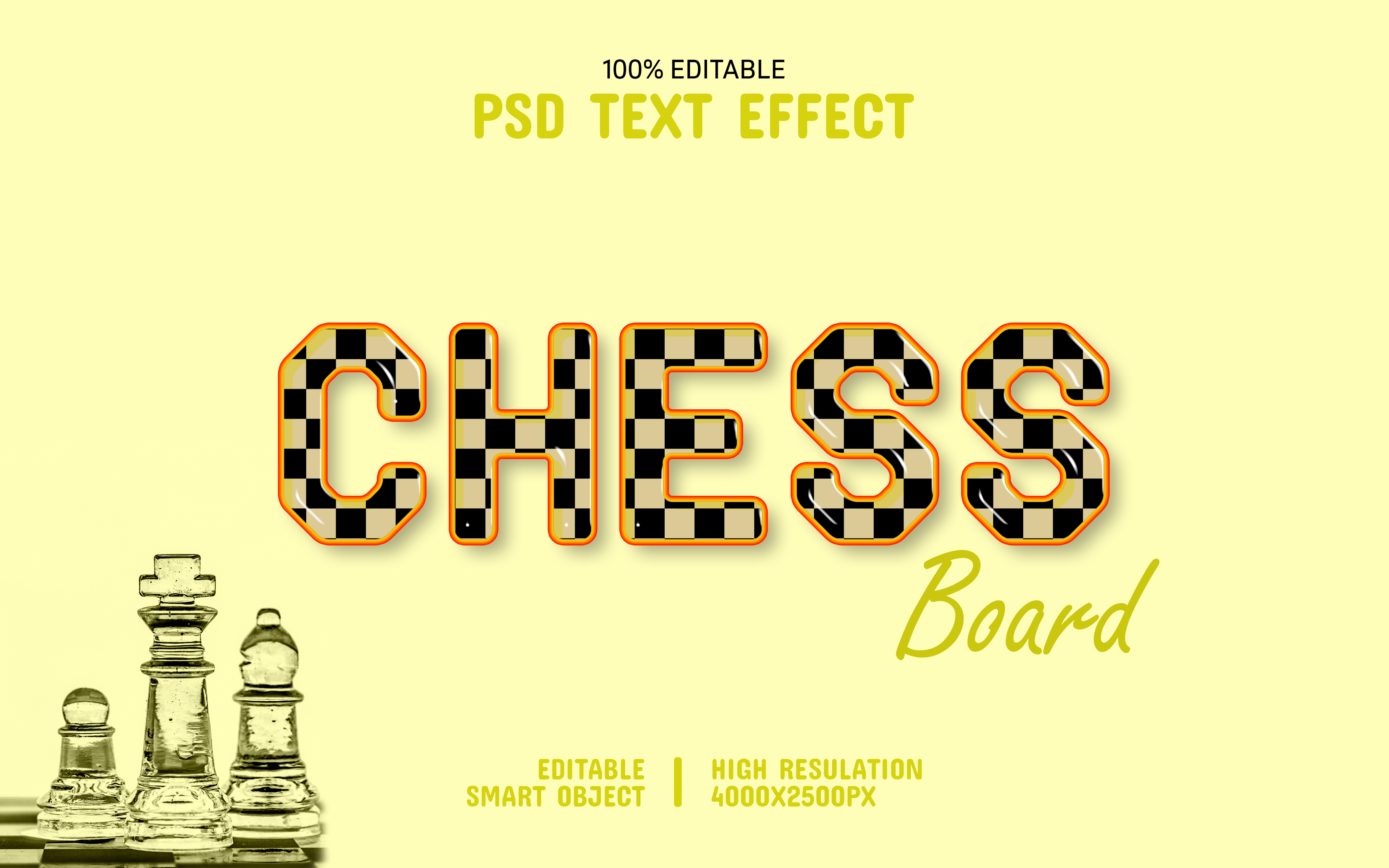 Editable Chessboard PSD Text Effect Template, Add-ons | GraphicRiver