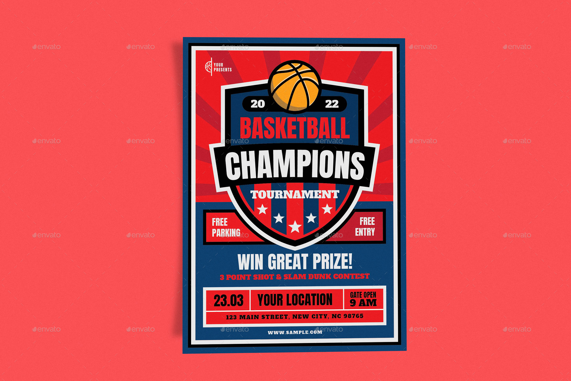 Basketball Champions Tournament Template Set, Print Templates ...