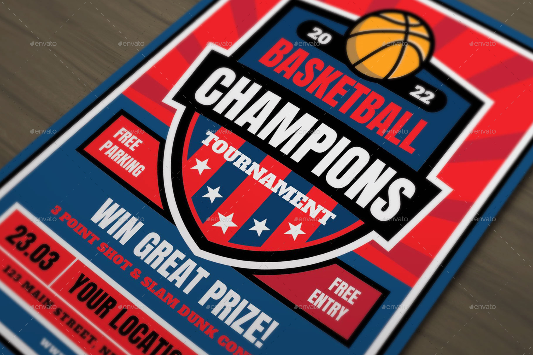 Basketball Champions Tournament Template Set, Print Templates ...