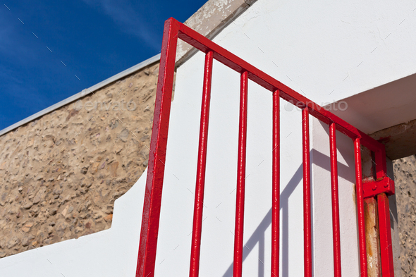 Bright Red Metal Door Detail Stock Photo by nzooo | PhotoDune