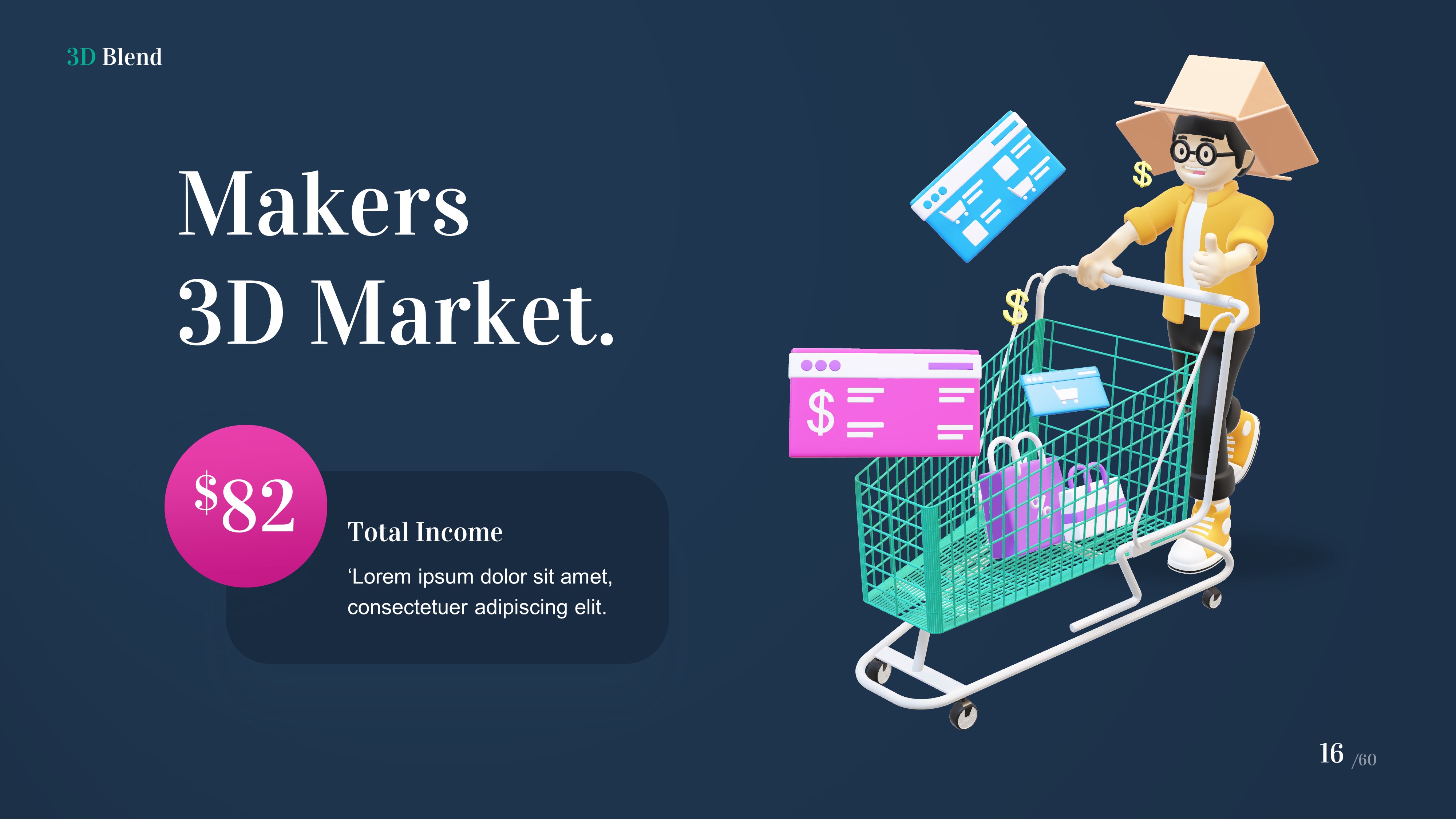 3D Blend Asset Creative PowerPoint Template, Presentation Templates