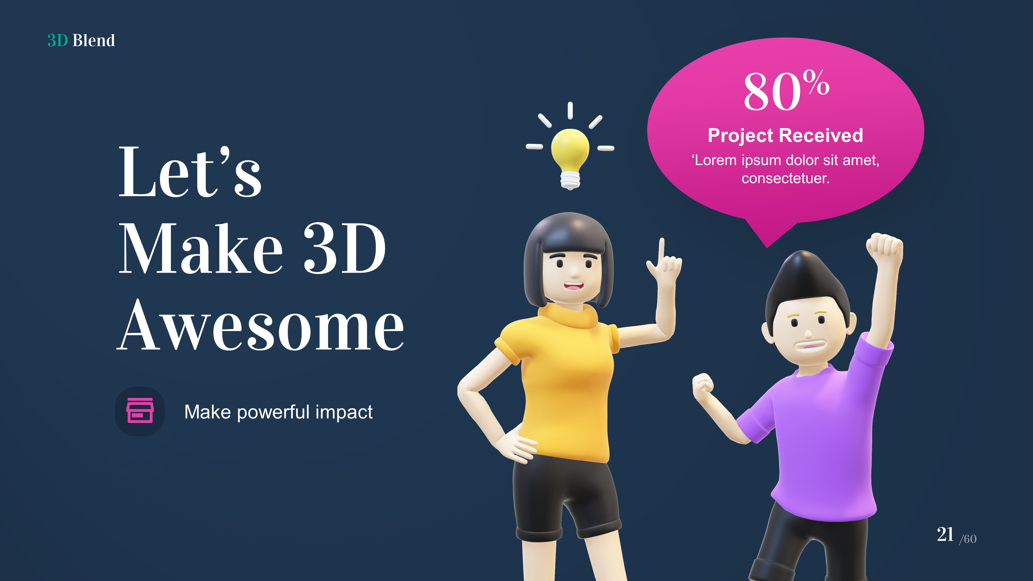 3D Blend Asset Creative PowerPoint Template, Presentation Templates