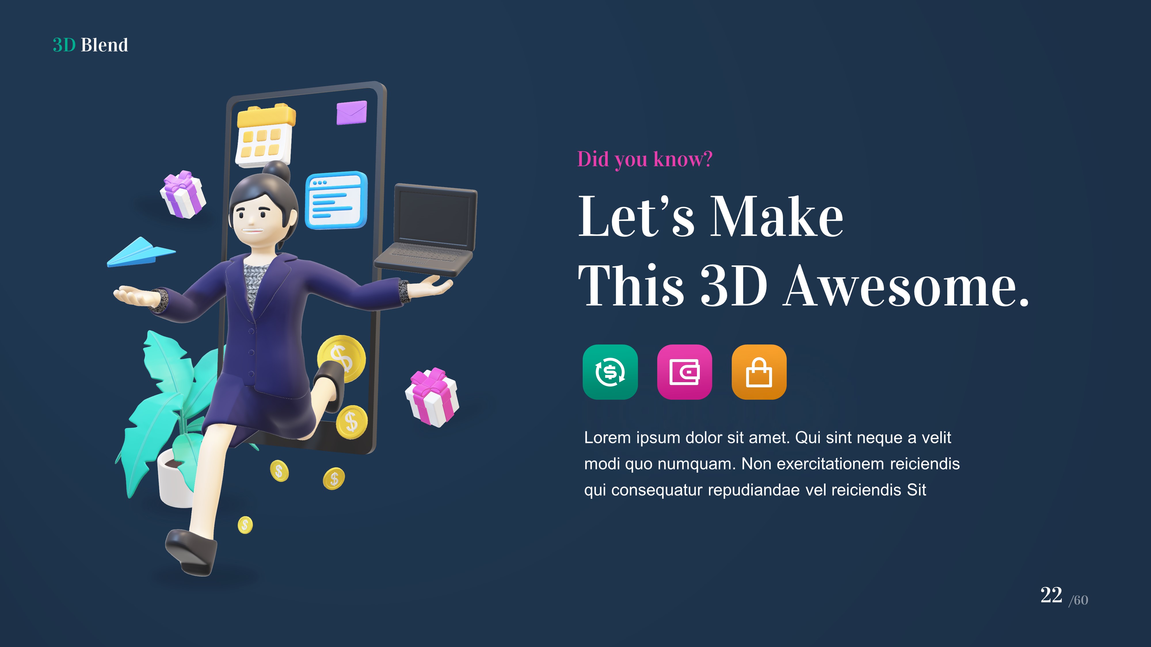 3D Blend Asset Creative PowerPoint Template, Presentation Templates