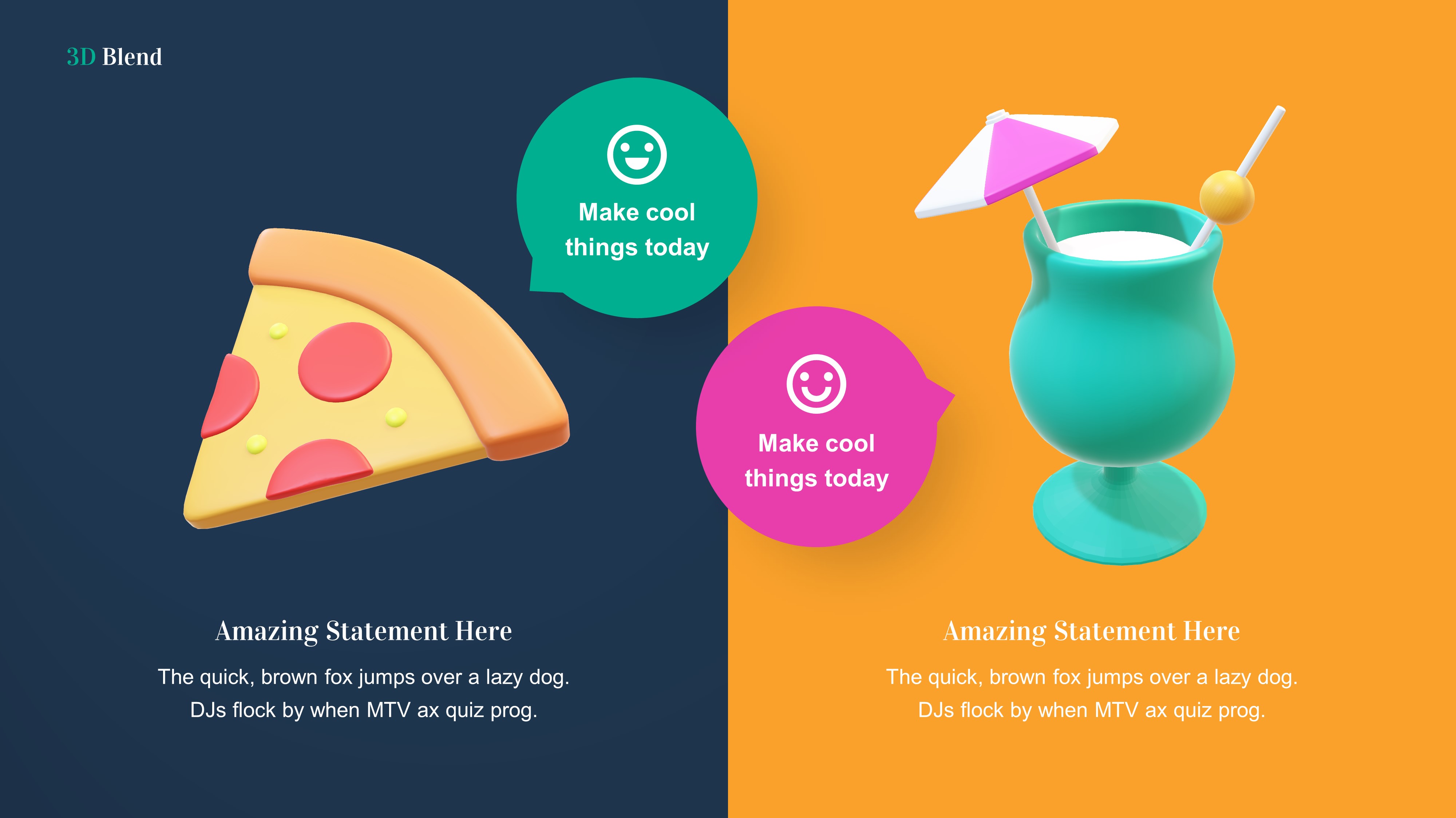 3D Blend Asset Creative PowerPoint Template, Presentation Templates