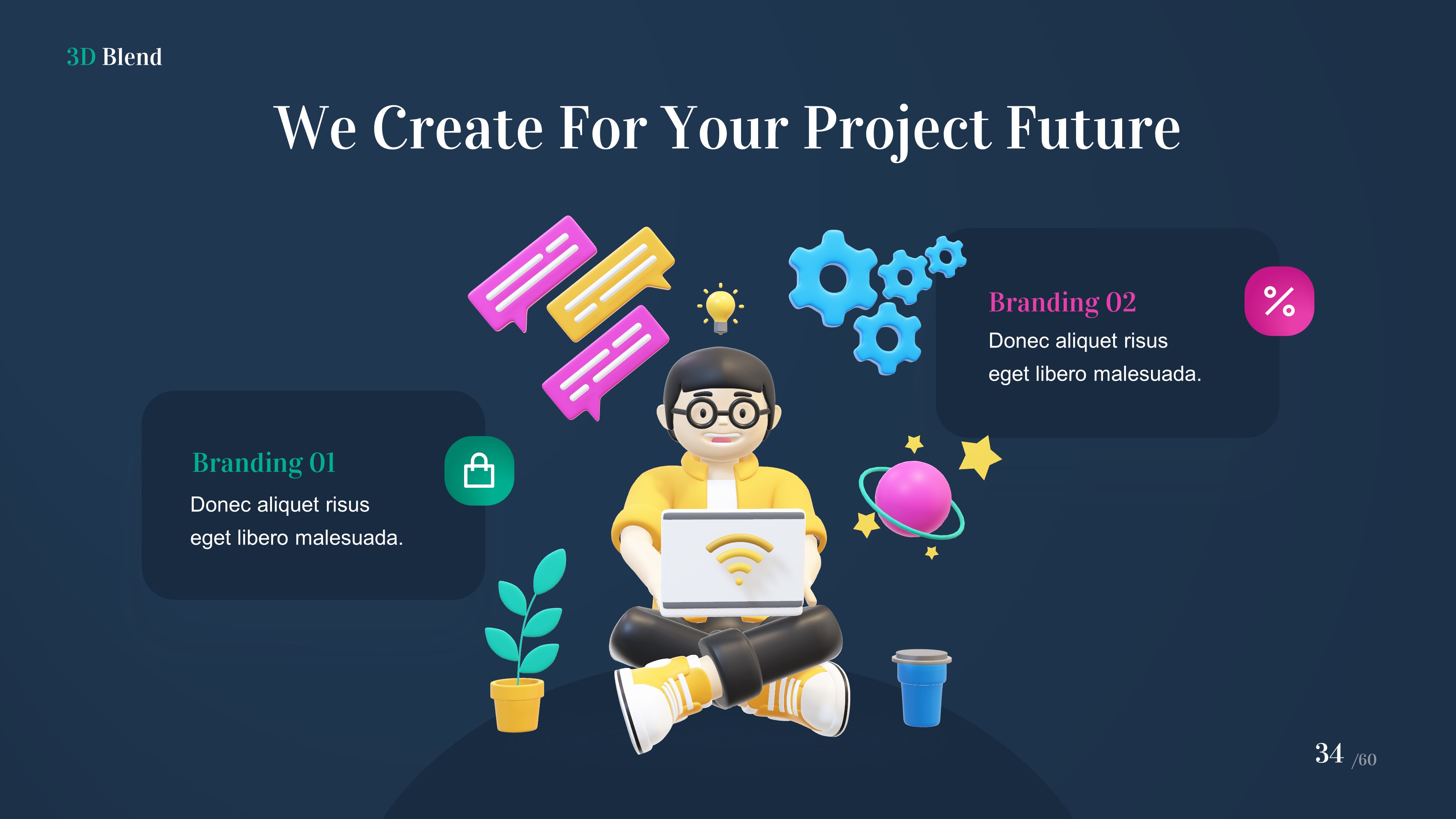 3D Blend Asset Creative PowerPoint Template, Presentation Templates