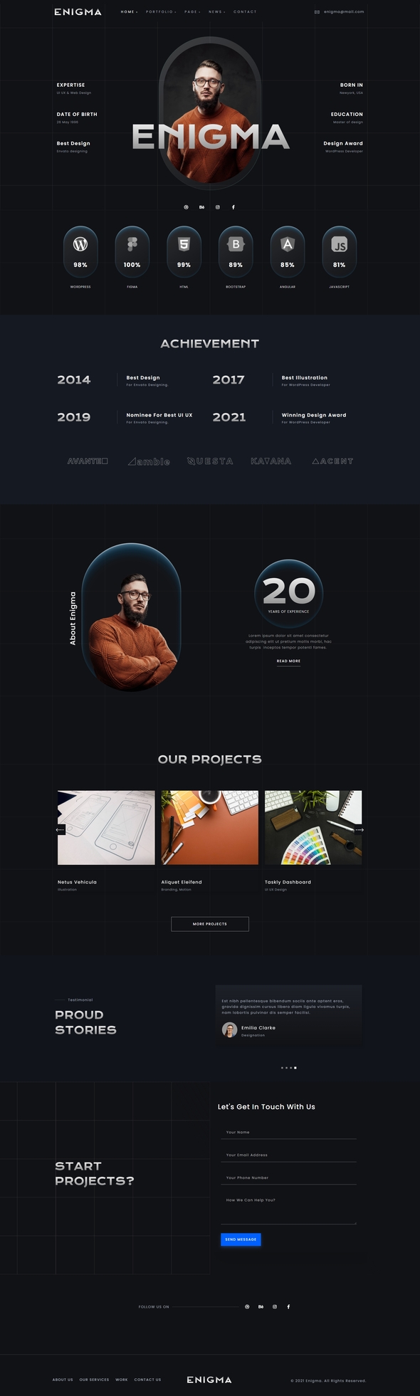 Enigma - Personal Portfolio Elementor Template Kit by onecontributor