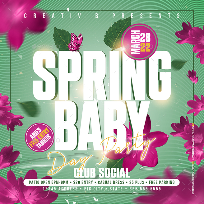 Spring Baby Party Flyer Templates, Print Templates | GraphicRiver