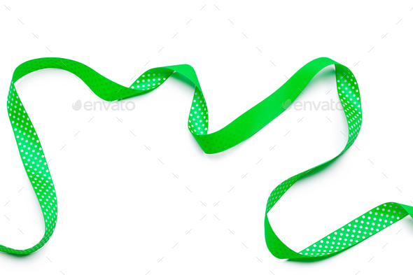 green ribbon border isolated on white background Stock Photo by ...