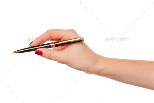 Female hand holding pencil isolated on white background Stock Photo by ...
