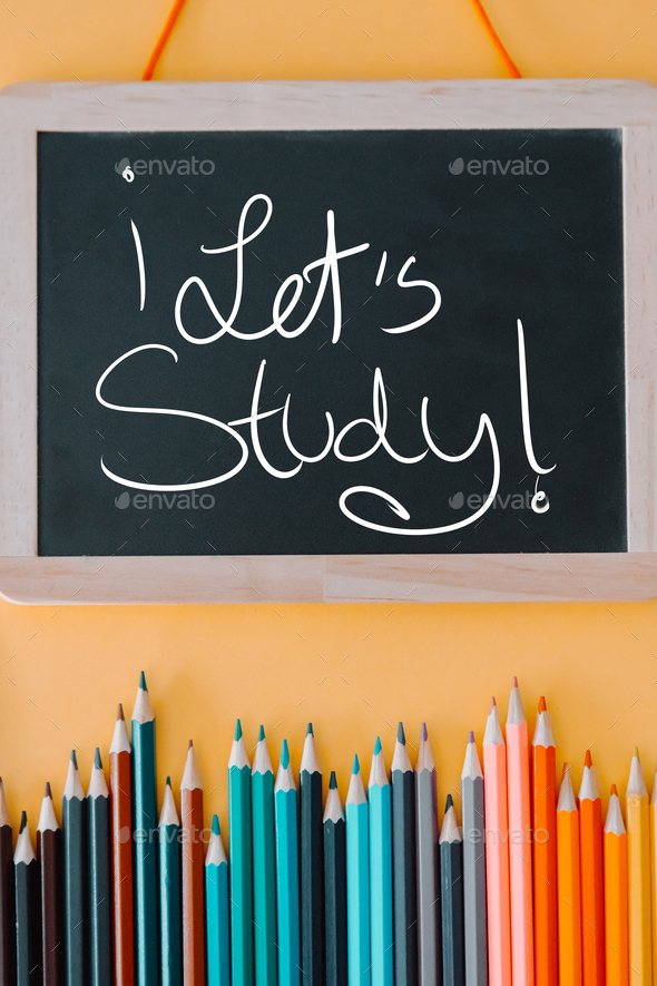 Concept Back To School Color Design Copy Space and mock up Supplies Top ...