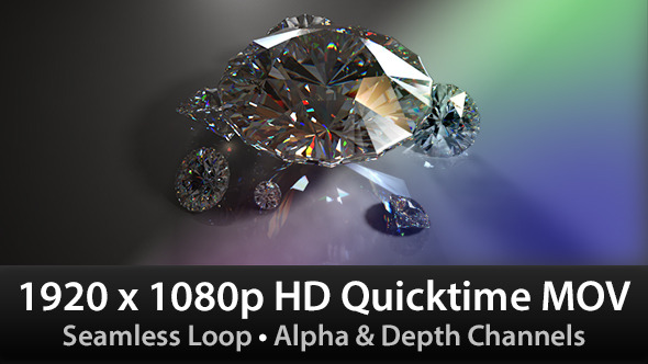 Round Cut Diamond Gemstones Rotating, Motion Graphics | VideoHive