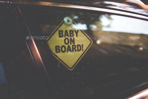 sign baby on board. warning about a child in the car. baby sign in car ...